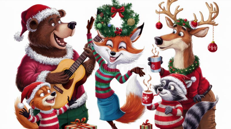 A Group of Cartoon Animals are Singing and Playing Instruments, AI ...