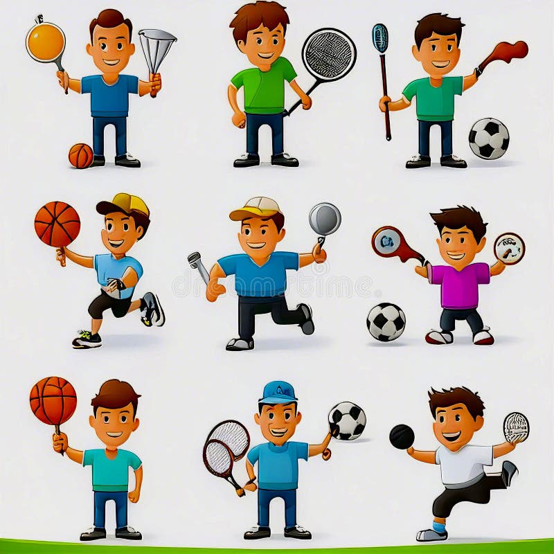 A Group of Cartoon Athletes from Each Profession Various Professions ...