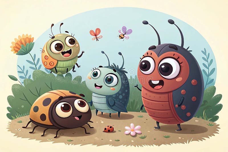 A Group of Cartoon Bugs with Big Eyes â€ AI Generated Stock ...
