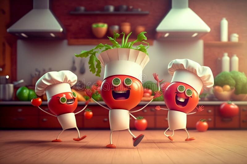 Group of Cartoon Characters Standing in Kitchen. Generative AI Stock ...