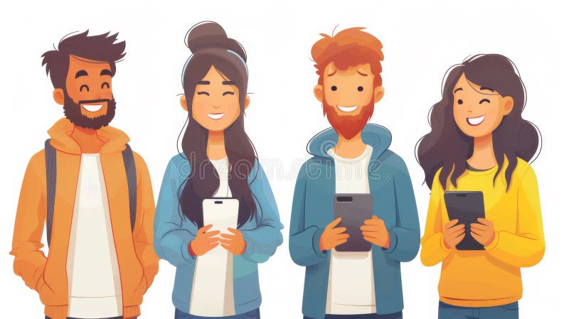 A Group of Cartoon Characters Standing Next To Each Other Holding ...