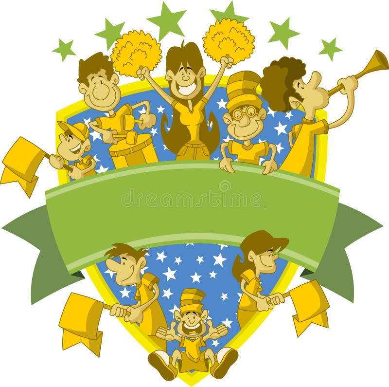 Group of Cartoon Sport Fans Stock Vector - Illustration of crowd ...