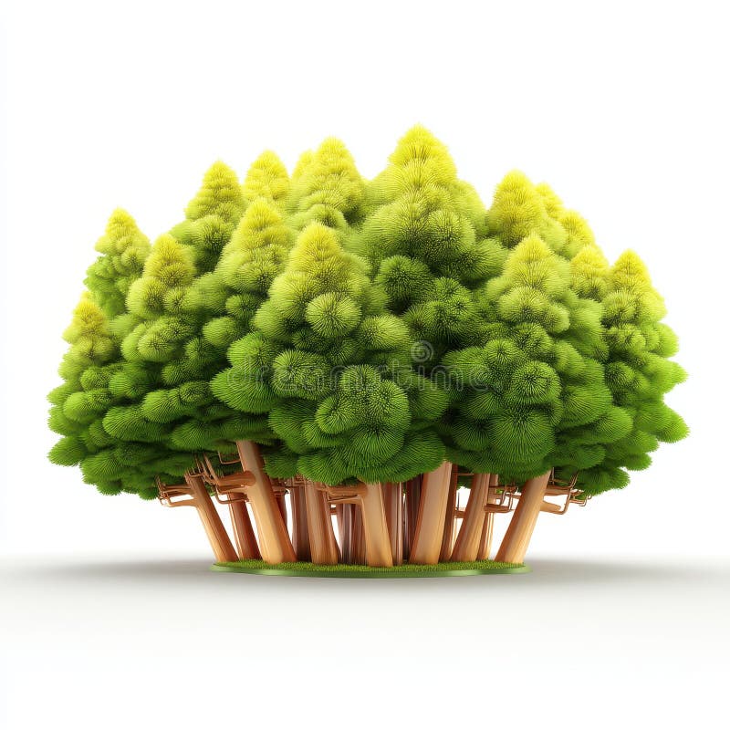 A Group of Cartoonish Trees are Clustered Together on a White ...