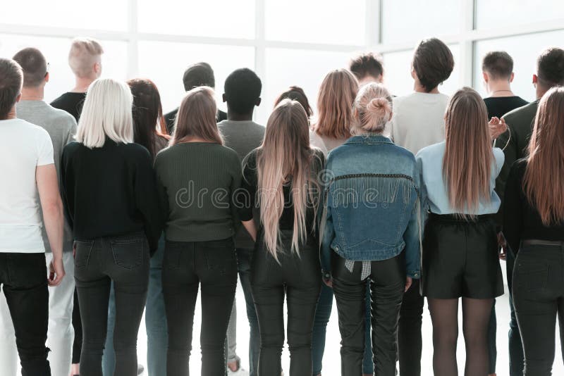 Group of Casual Young People Looking Forward Stock Photo - Image of ...