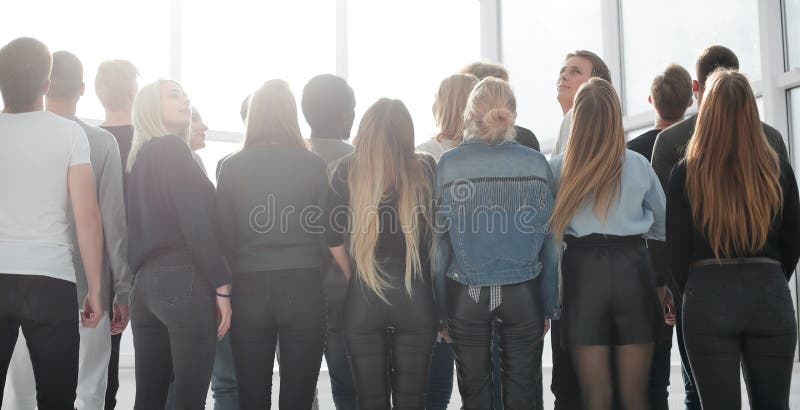 Group of Casual Young People Looking Forward Stock Image - Image of ...