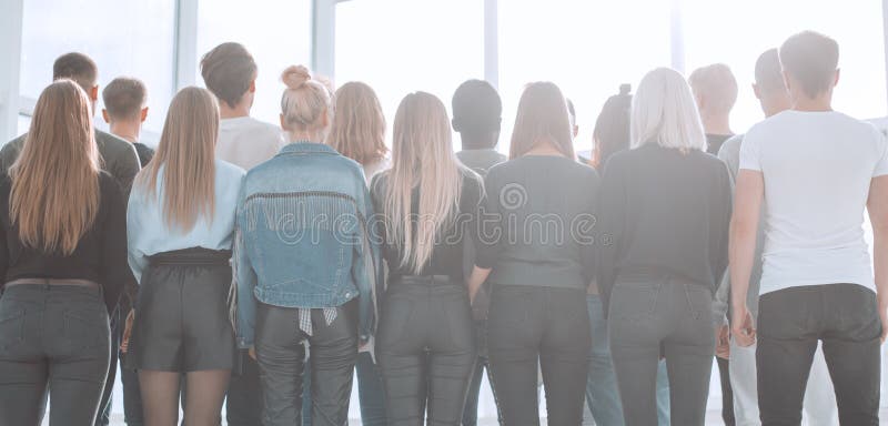Group of Casual Young People Looking Forward Stock Image - Image of ...