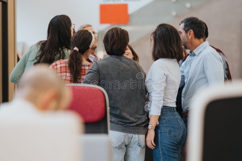 A Group of Casually Dressed Office Colleagues Gather and Engage in a ...