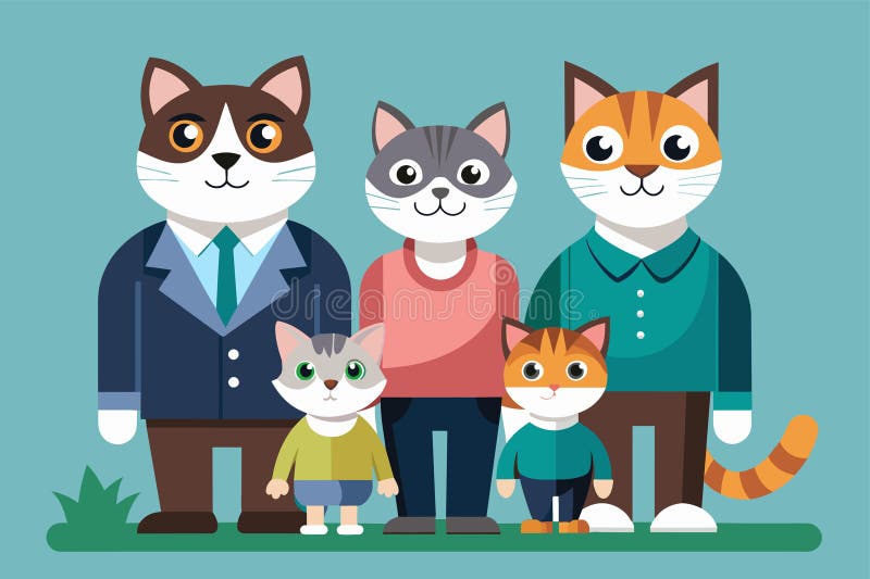 A Group of Cats are Gathered Together Standing Side by Side in this ...