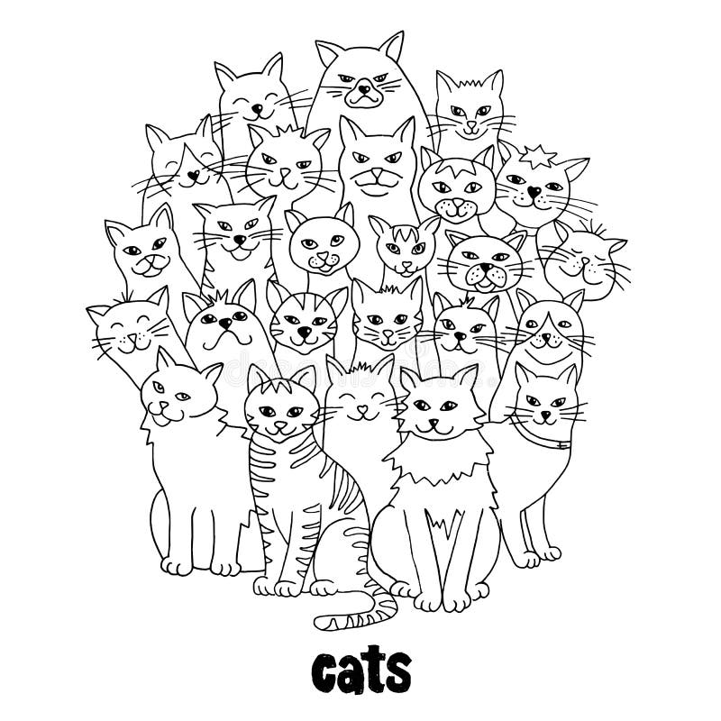 Group of cats stock vector. Illustration of friendly - 99744544
