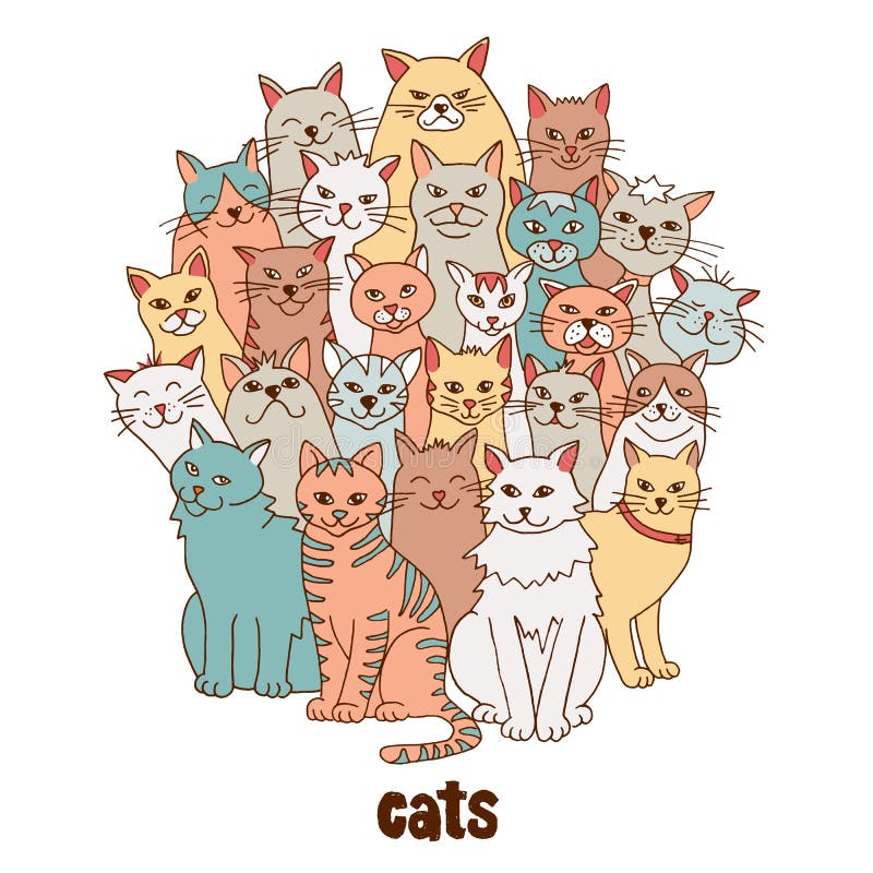 Group of cats stock vector. Illustration of coloring - 99744456