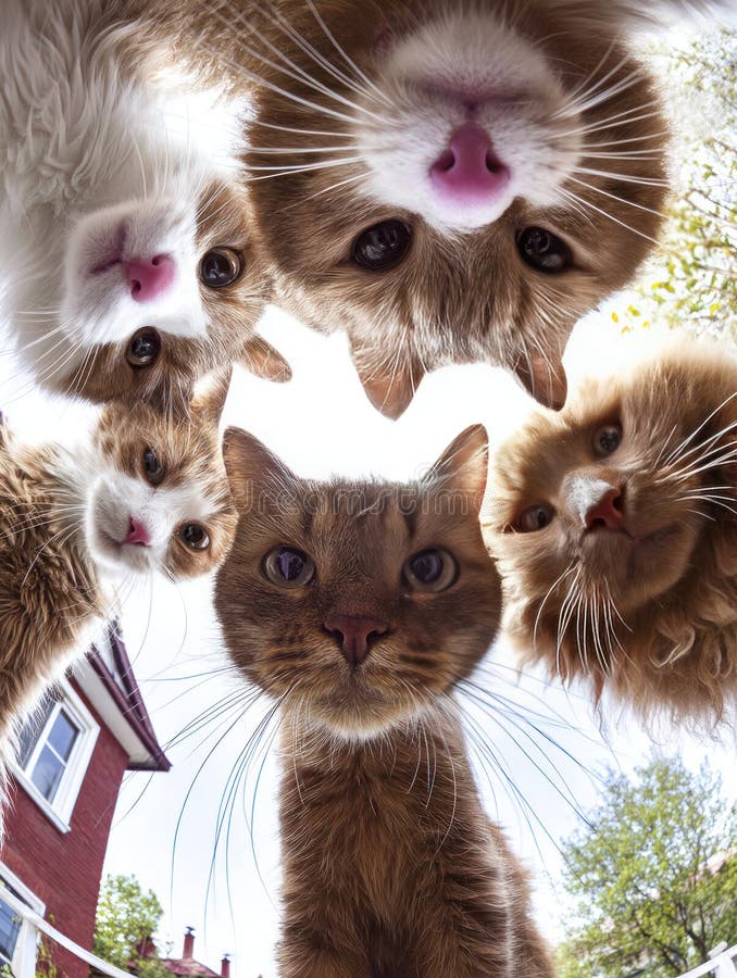 A Group of Cats are Looking at the Camera Stock Illustration ...
