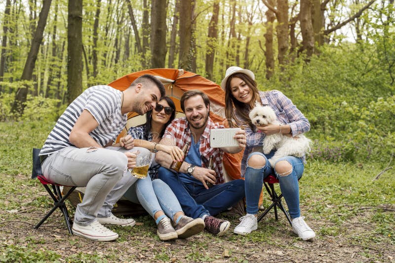 Group of Caucasian Friends Having Fun in the Nature Stock Image - Image ...