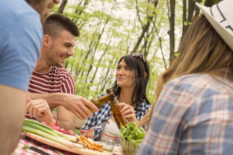 Group of Caucasian Friends Having Fun in the Nature Stock Image - Image ...