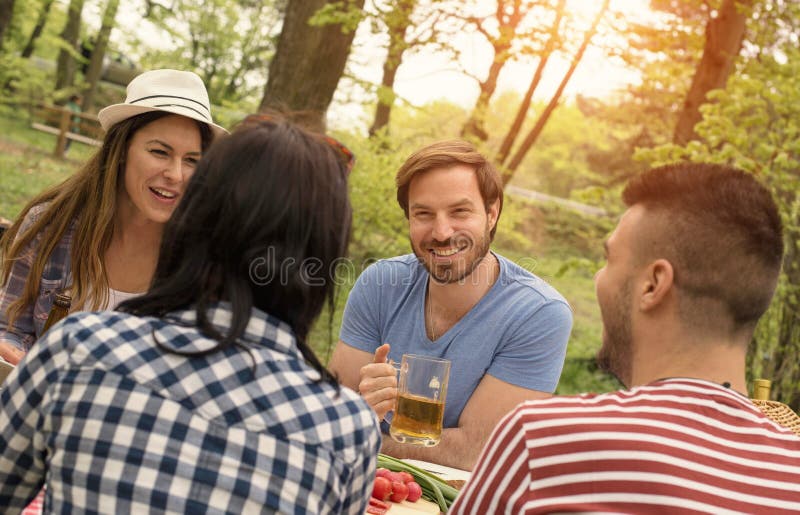 Group of Caucasian Friends Having Fun in the Nature Stock Image - Image ...