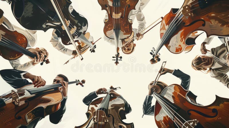 A Group of Cellists Playing Their Instruments in a Circle AIG535 Stock ...