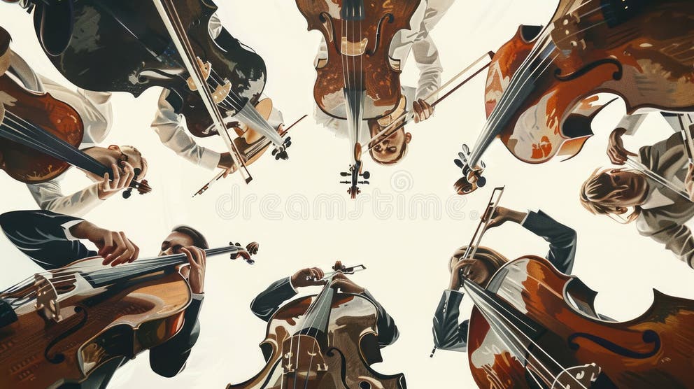 A Group of Cellists Playing Their Instruments in a Circle AIG535 Stock ...