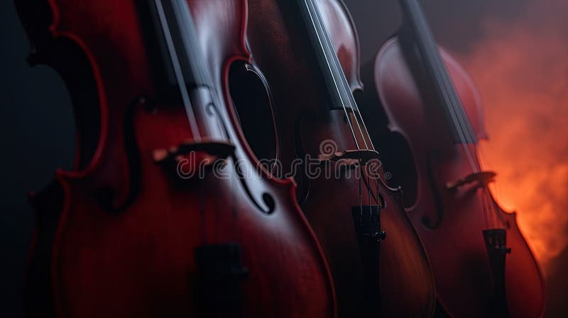 A Group of Cellos Sitting in Front of a Fire Stock Illustration ...