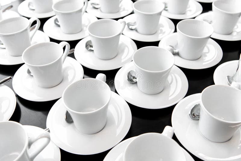 Group of Ceramic White Cup Serving Tea or Coffee. Stock Image - Image ...