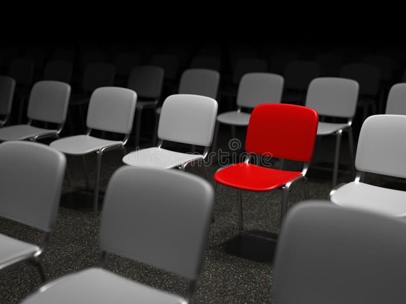 Group of Chairs with a Red Chair Standing Out Stock Illustration ...