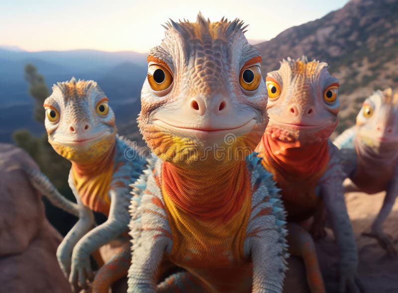 A group of chameleons stock illustration. Illustration of group - 290031988