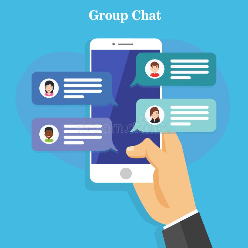 Group Chat Mobile Phone App Vector Illustration Stock Vector ...