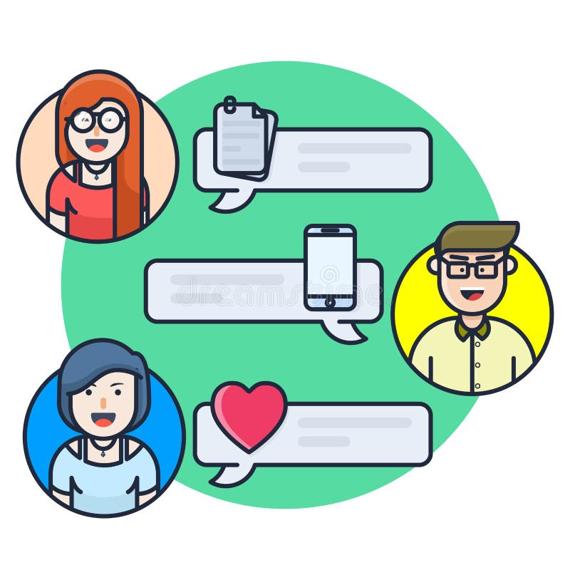 Group Chat Working Form Home Illustration Stock Vector - Illustration ...