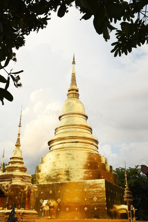 Group of Chedi, Stupa at Wat Phra Singh Stock Image - Image of building ...