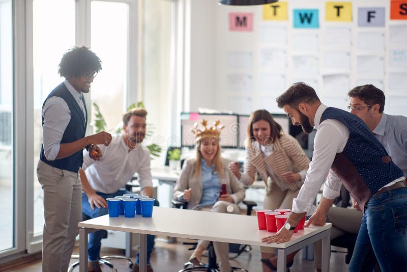 A Group of Cheerful Employees is Having Fun while Playing in the Office ...