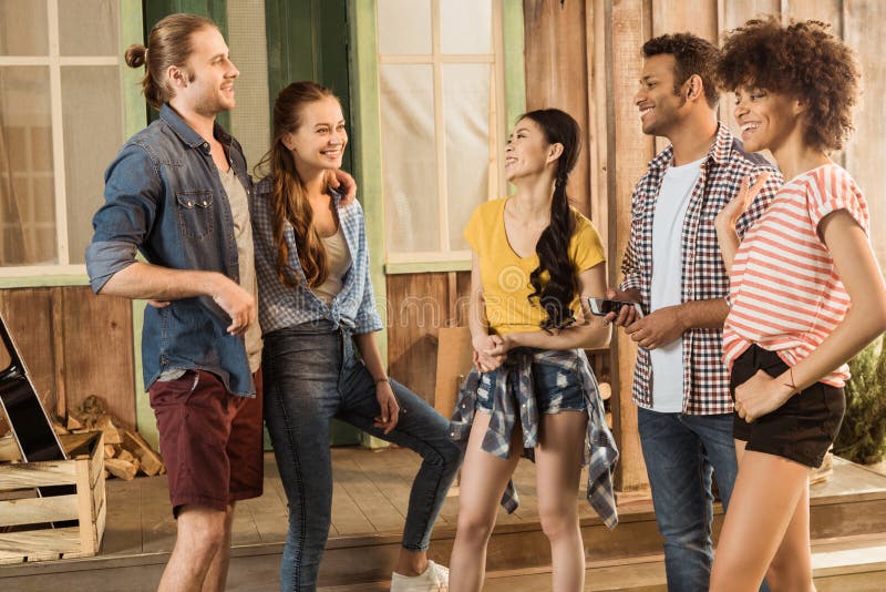 Group of Cheerful Friends Talking and Having Fun Together Stock Image ...