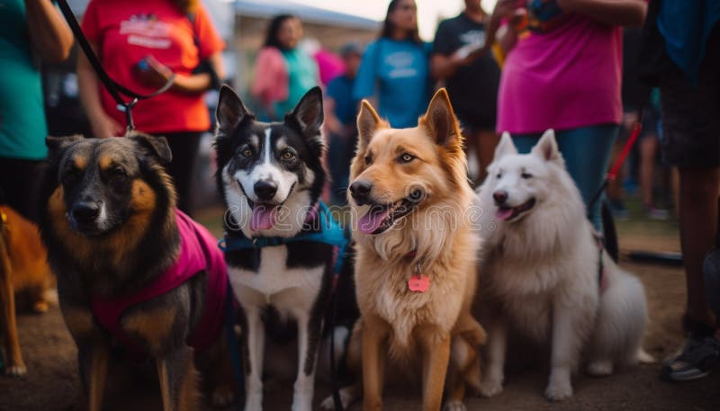 A Group of Cheerful Men Walking Their Loyal Purebred Dogs Generated by ...