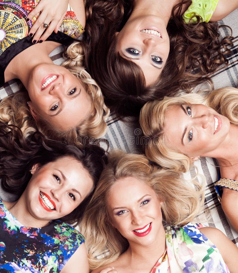 Group of Cheerful Woman. Bachelorette. Stock Image - Image of friends ...