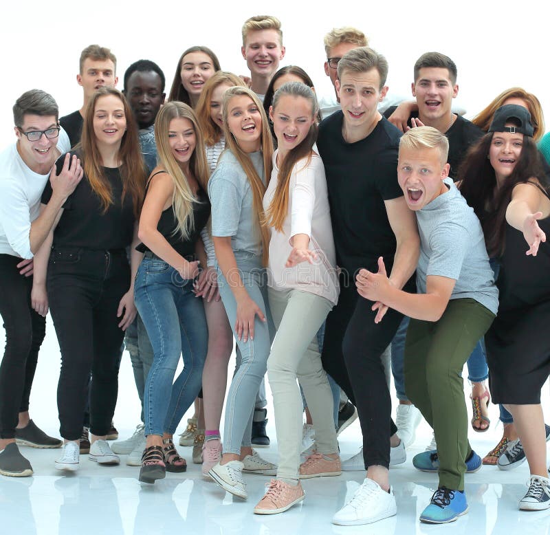 Group of Cheerful Young People Looking at the Camera. Stock Photo ...