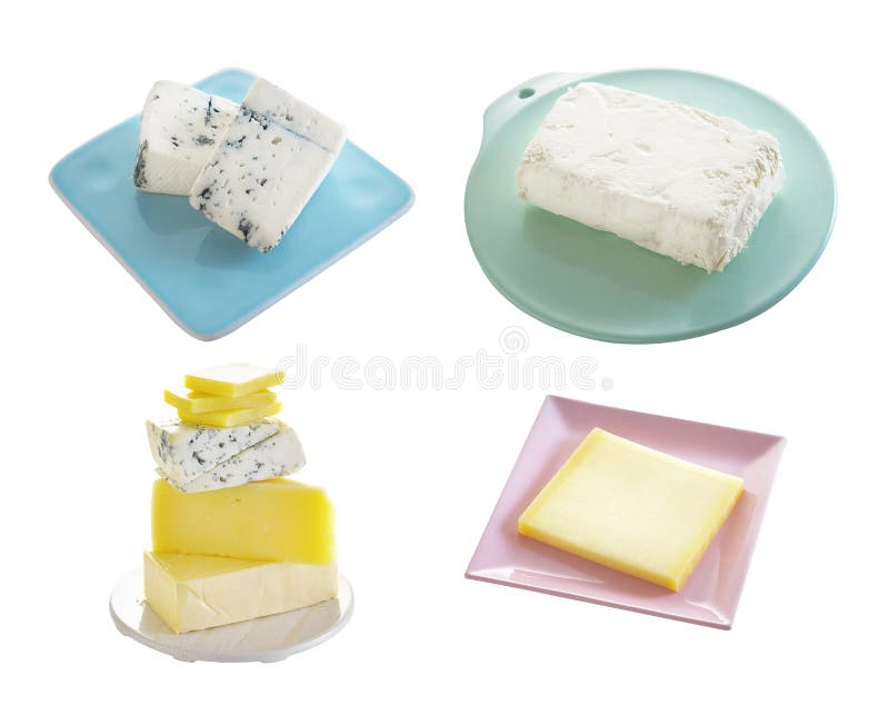 Group of Cheese in Ceramic Dish on White Background Stock Photo - Image ...