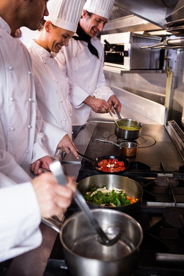 Group of Chef Preparing Food in the Kitchen Stock Image - Image of ...