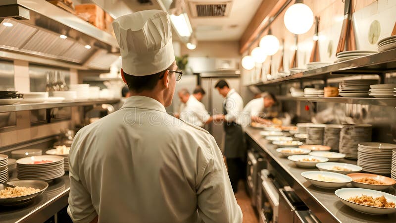 Group of Chefs Working in a Hotel Restaurant Kitchen Chef at Work Stock ...