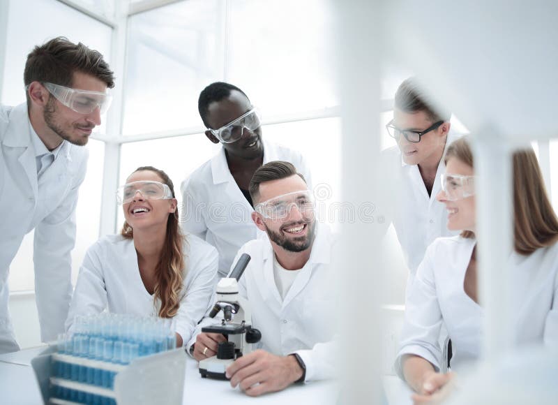 Group of Chemistry Students Working in Laboratory Stock Image - Image ...