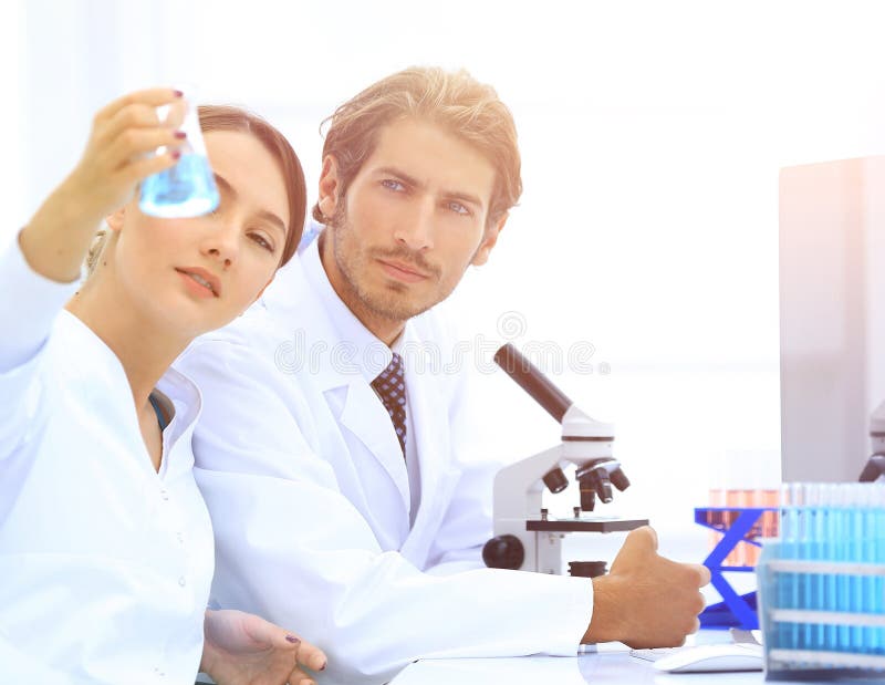 Team of Biologists Researchers Working in Laboratory Stock Image ...