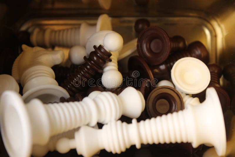Chess Pieces in Front of a Metal Container Stock Image - Image of ...