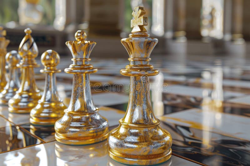 A Group of Chess Pieces Sitting on a Chess Board, Ready for Play Stock ...
