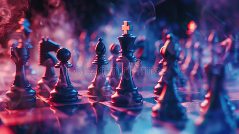 Group of Chess Pieces Sitting on a Wooden Chess Board, Ideal for ...