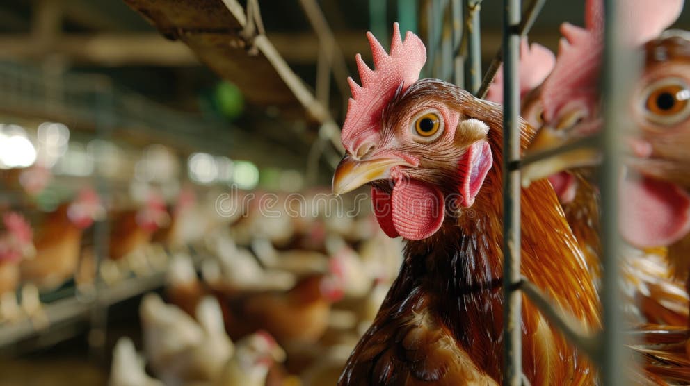 A Group of Chickens Confined To a Cage Stock Image - Image of farm ...