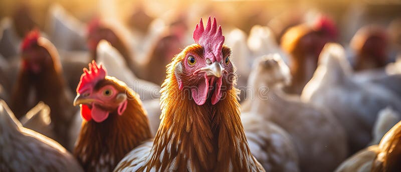 Group of Chickens in a Farm Stock Illustration - Illustration of ...