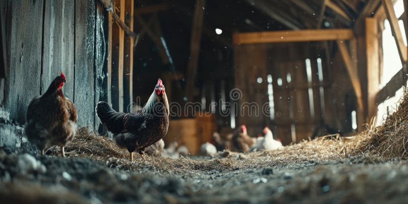 Chickens on Hay Pile stock photo. Image of domesticated - 388047448