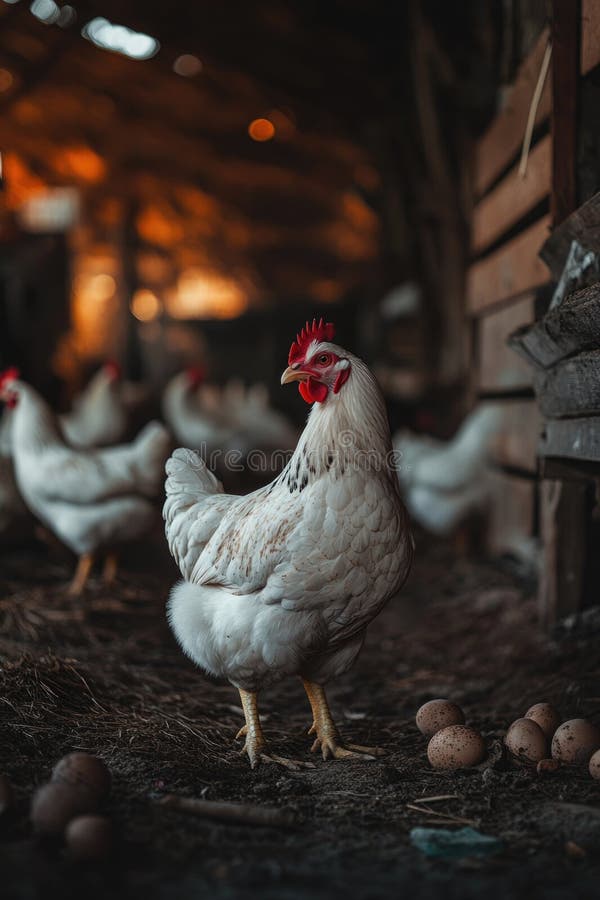 Chickens in barn stock photo. Image of livestock, rural - 373005764