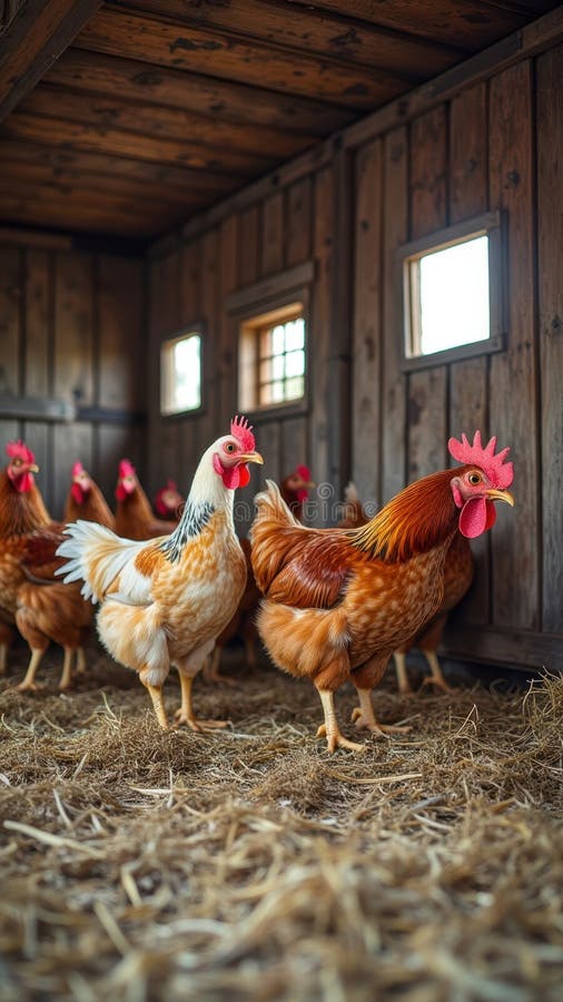 Group Chickens Rustic Wooden Henhouse Straw Floor Stock Photos - Free ...