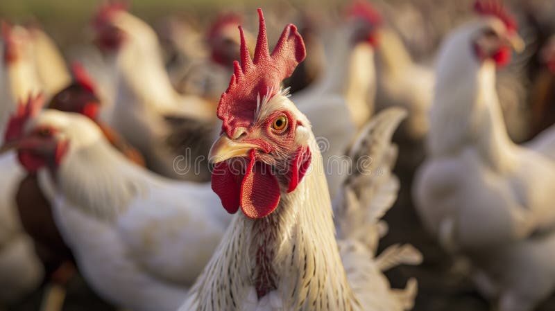 A Group of Chickens are Standing Together in a Field, AI Stock Photo ...