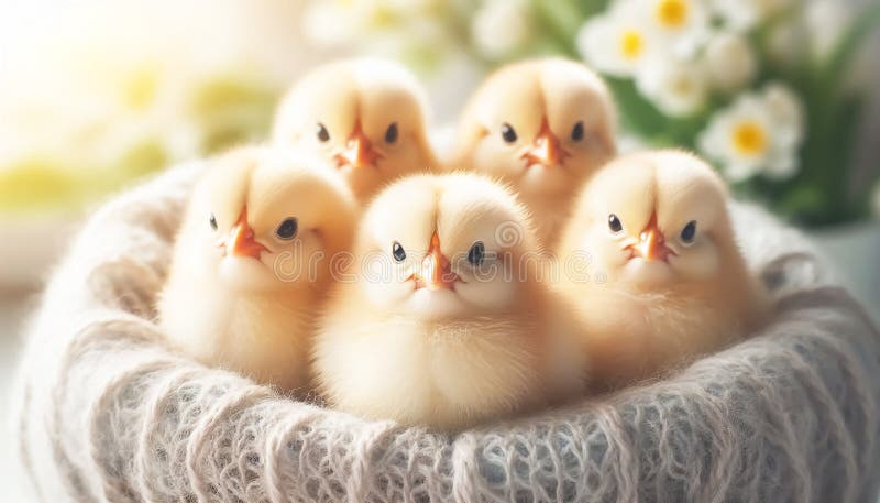 Group of Chicks in a Warm and Cozy Environment Stock Illustration ...