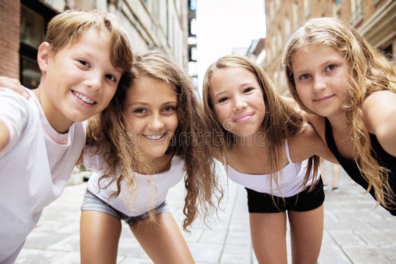 Group of Child in Urban Street Stock Photo - Image of street, european ...