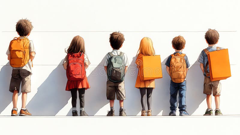 Children Standing Line Stock Illustrations – 5,327 Children Standing ...