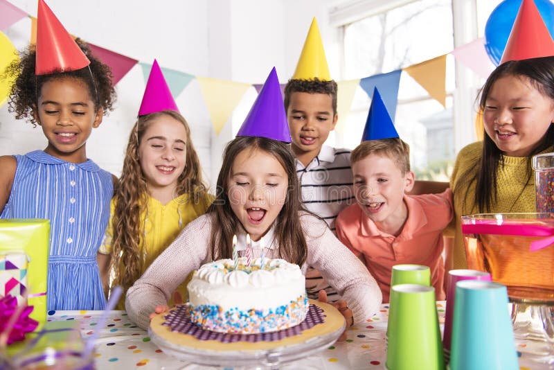 Group of Children at Birthday Party at Home Stock Photo - Image of ...